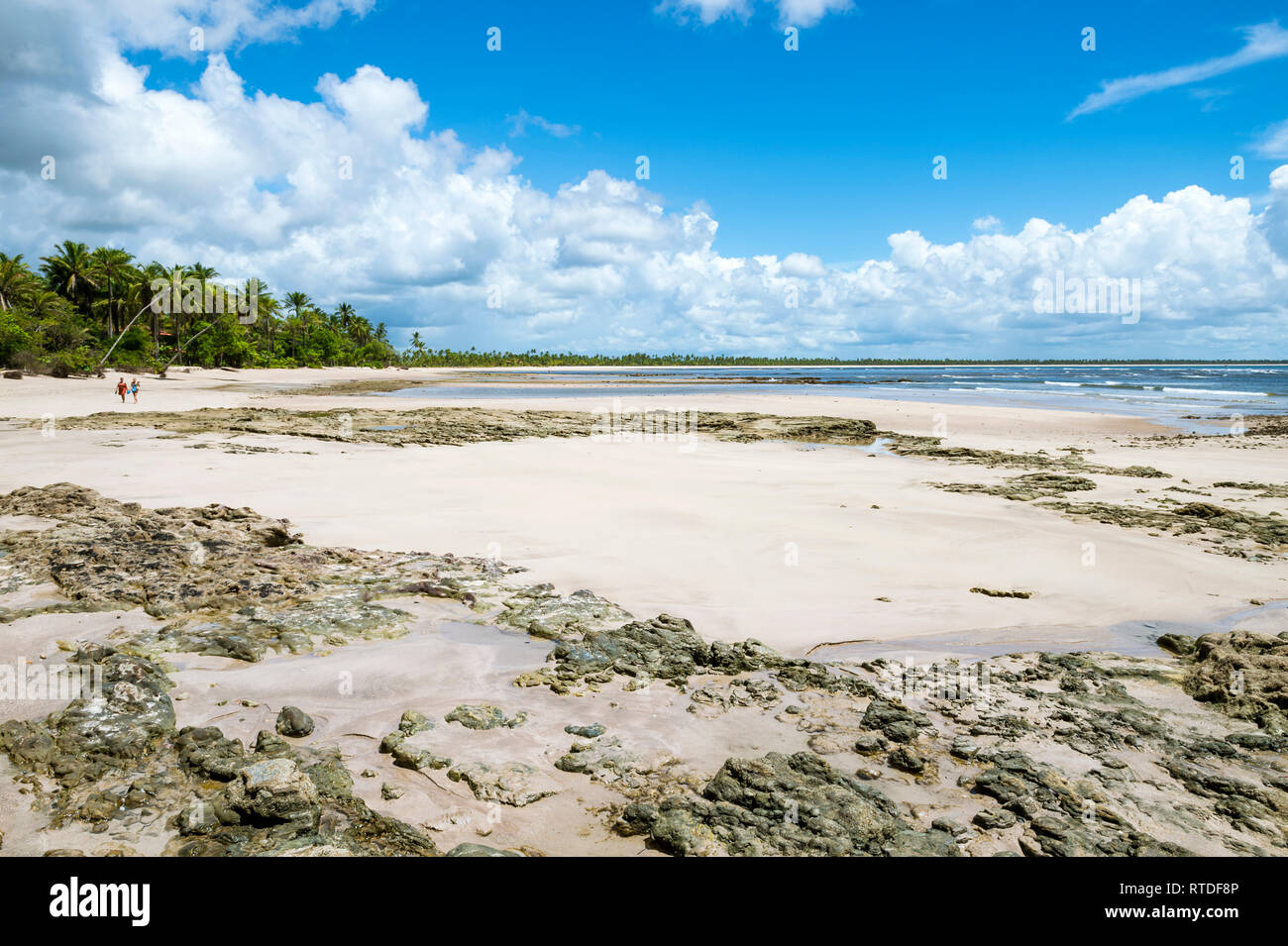 Bright scenic view of a remote Brazilian beach with a rough expanse of ...