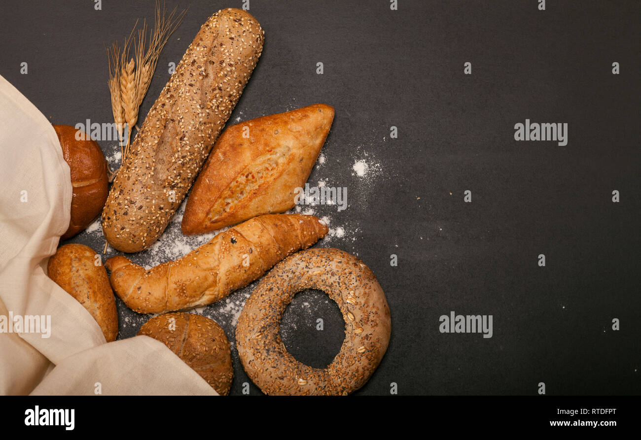 Assortment baked bread background hi-res stock photography and images ...