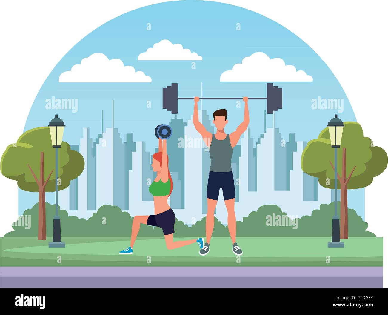 Couple working out gym Stock Vector Images - Alamy