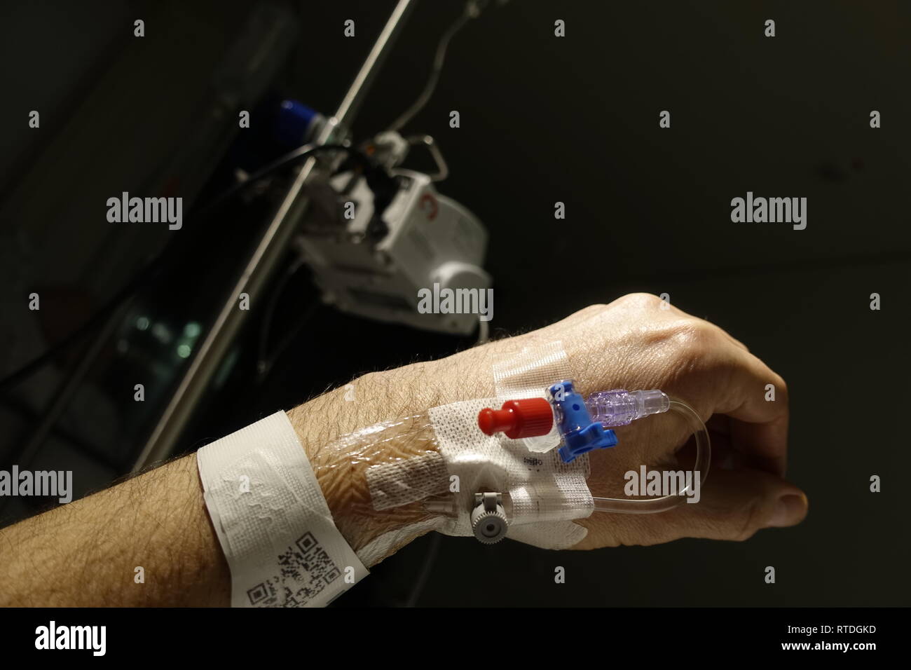 Close-Up Of Male Hand With Catheter Stock Photo - Alamy