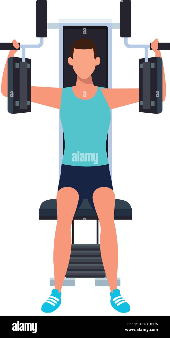 man working out on gym machine Stock Vector Image & Art - Alamy