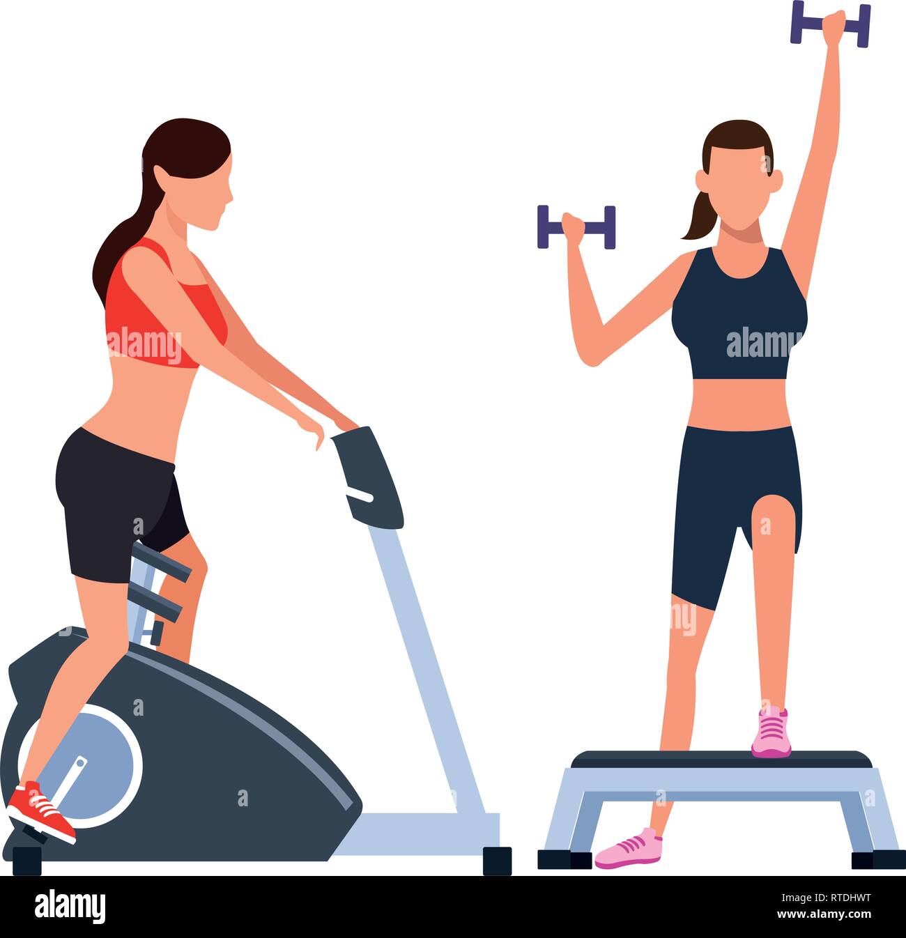 women working out in the gym Stock Vector Image & Art - Alamy