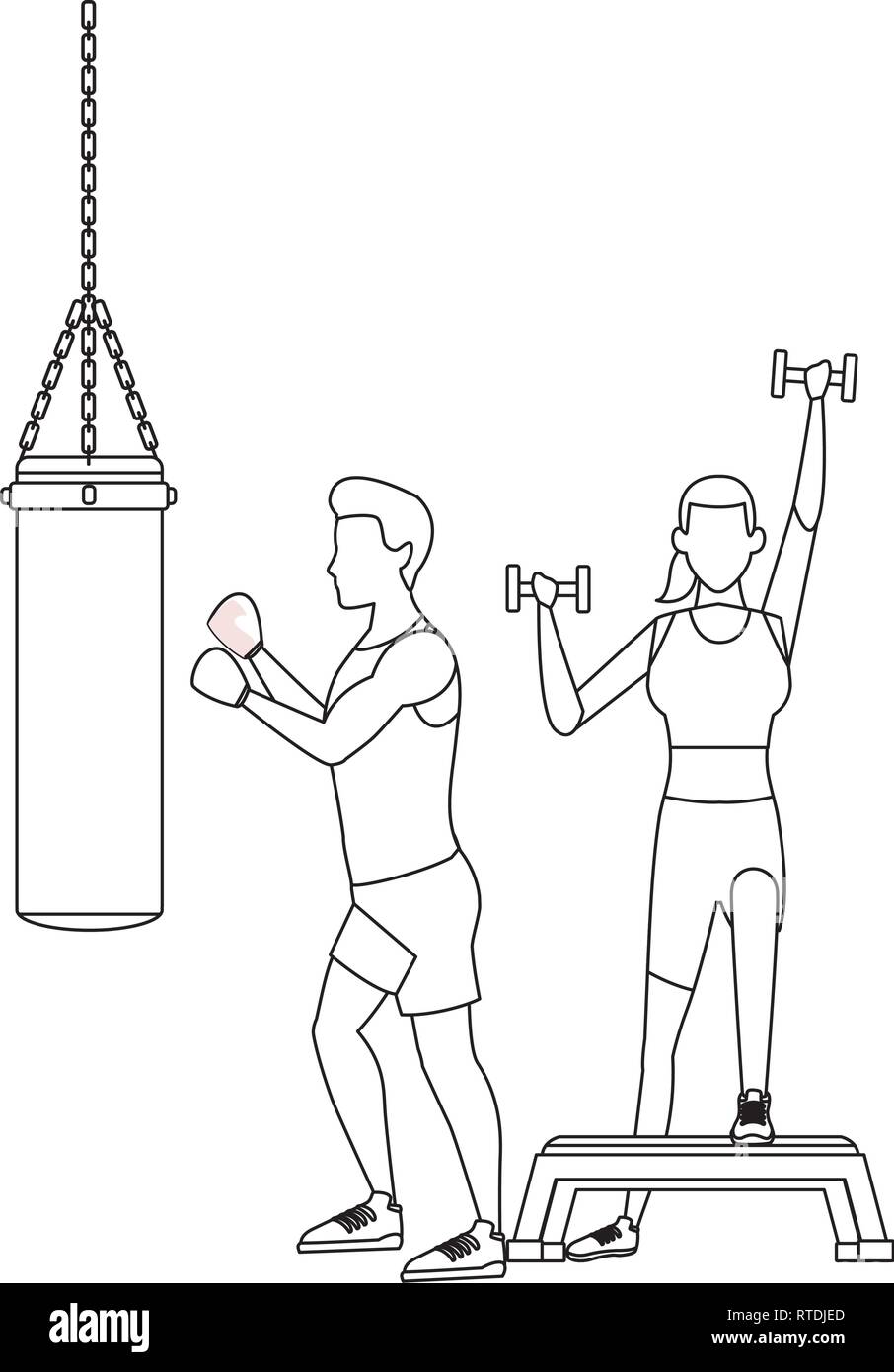 couple working out in the gym Stock Vector Image & Art - Alamy