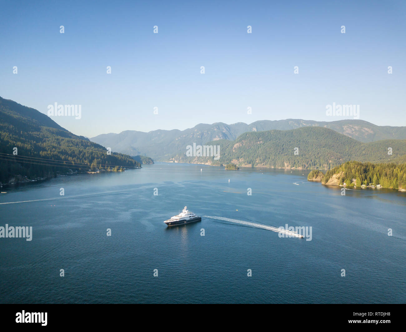Aerial view of a beautiful Ocean Inlet in the Modern City during a ...