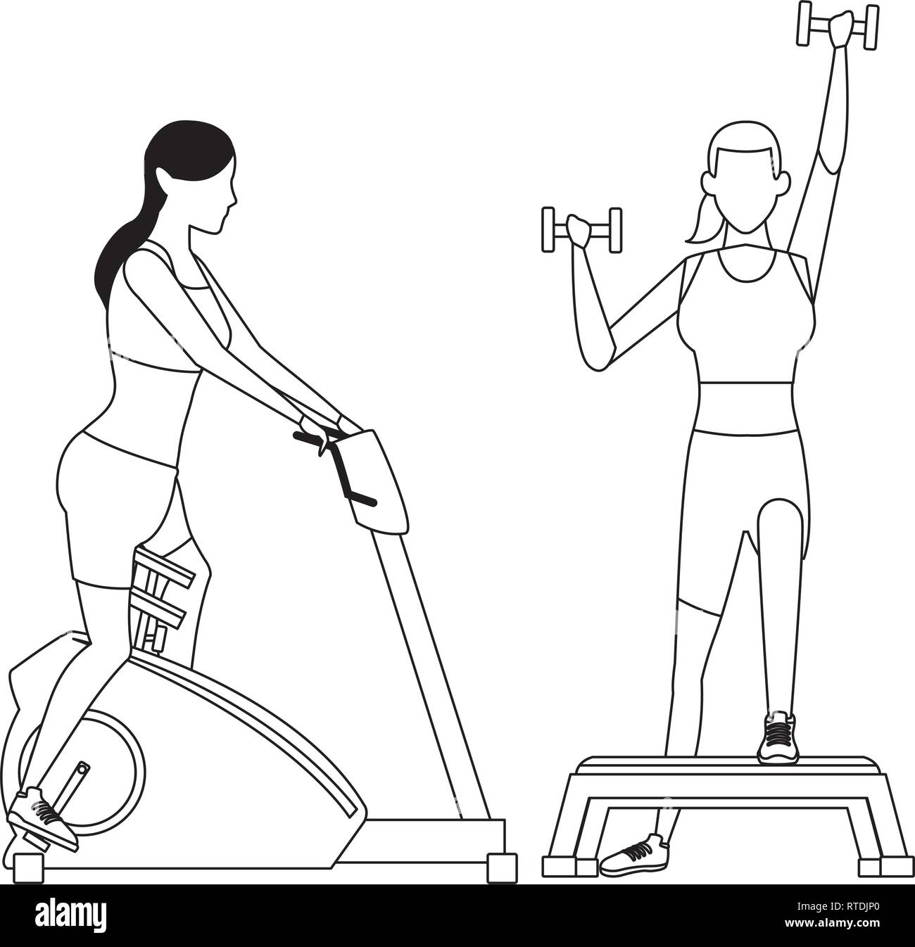 Black women working out exercise Stock Vector Images - Alamy