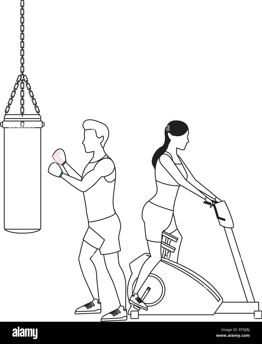 couple working out in the gym Stock Vector Image & Art - Alamy