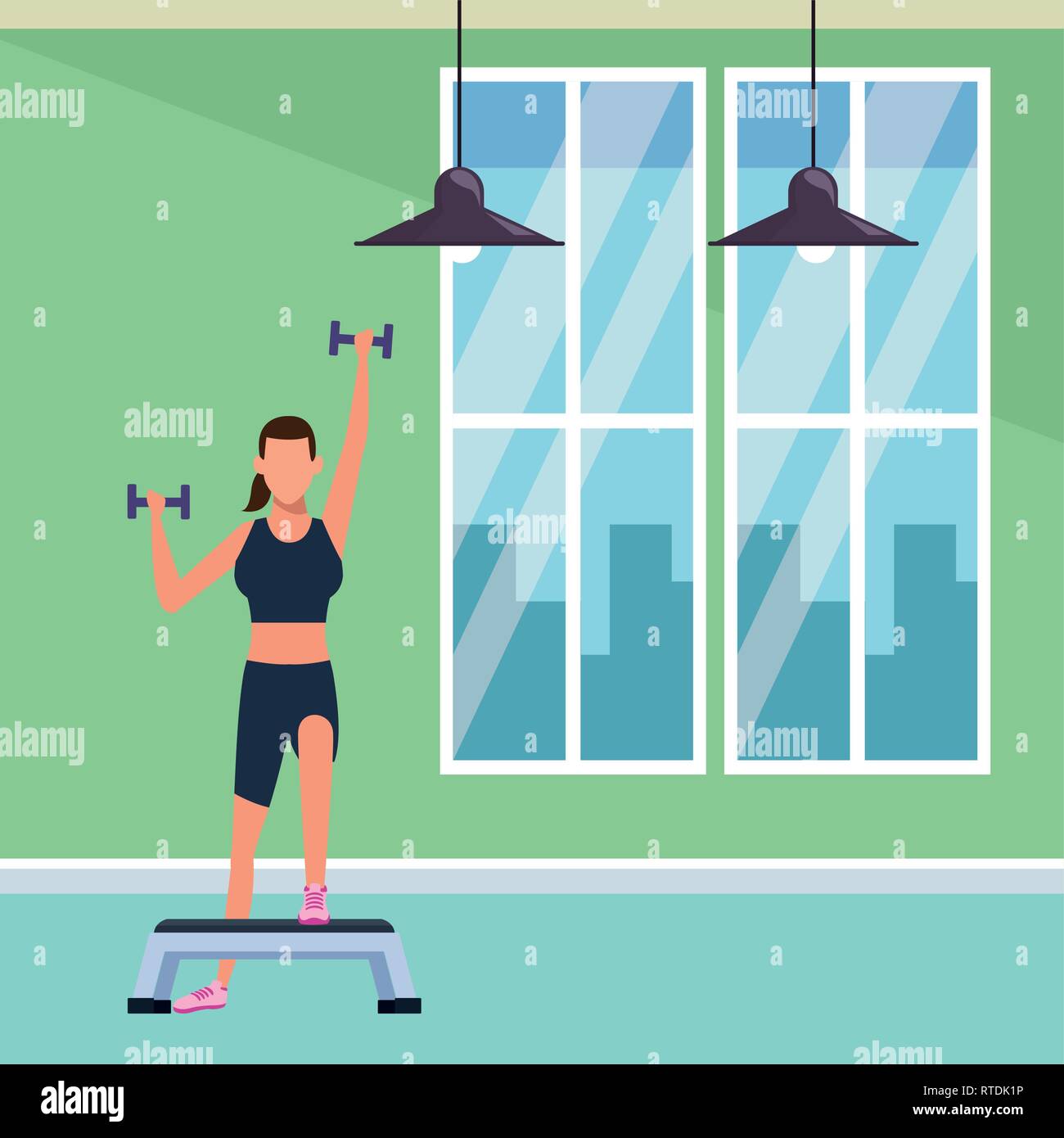 Woman working out gym Stock Vector Images - Alamy