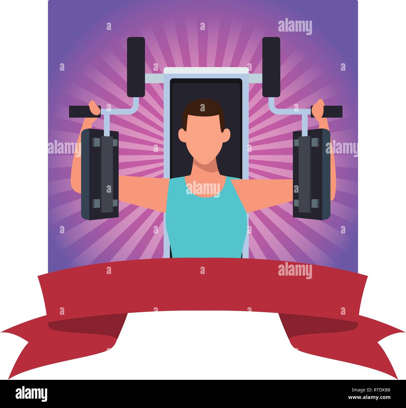 man working out on gym machine Stock Vector Image & Art - Alamy