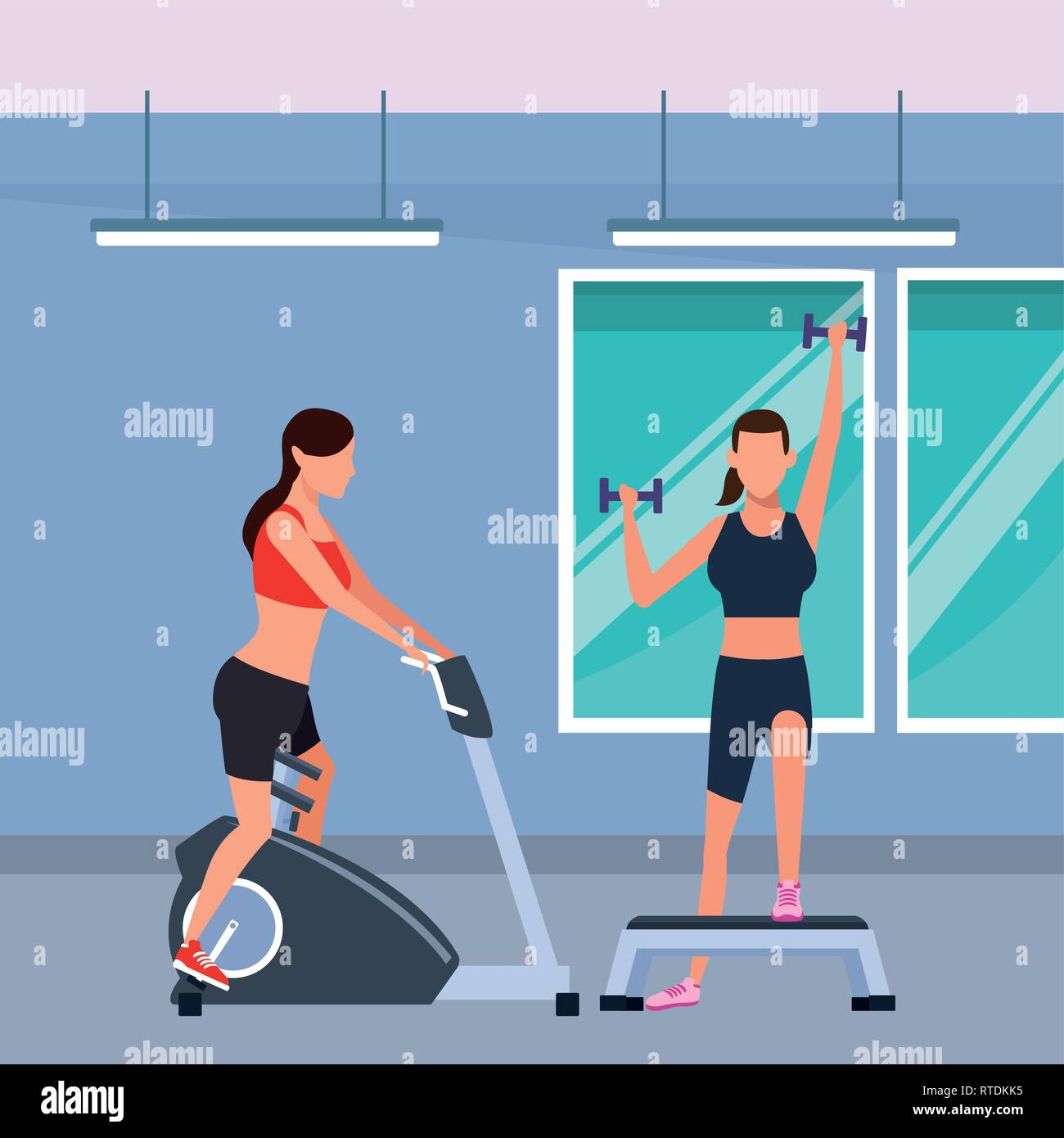 women working out in the gym Stock Vector Image & Art - Alamy
