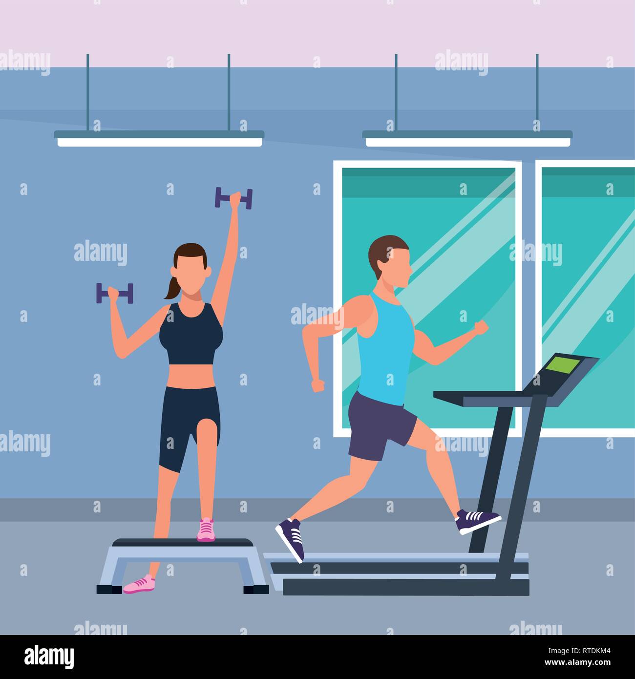 Couple working out gym Stock Vector Images - Alamy