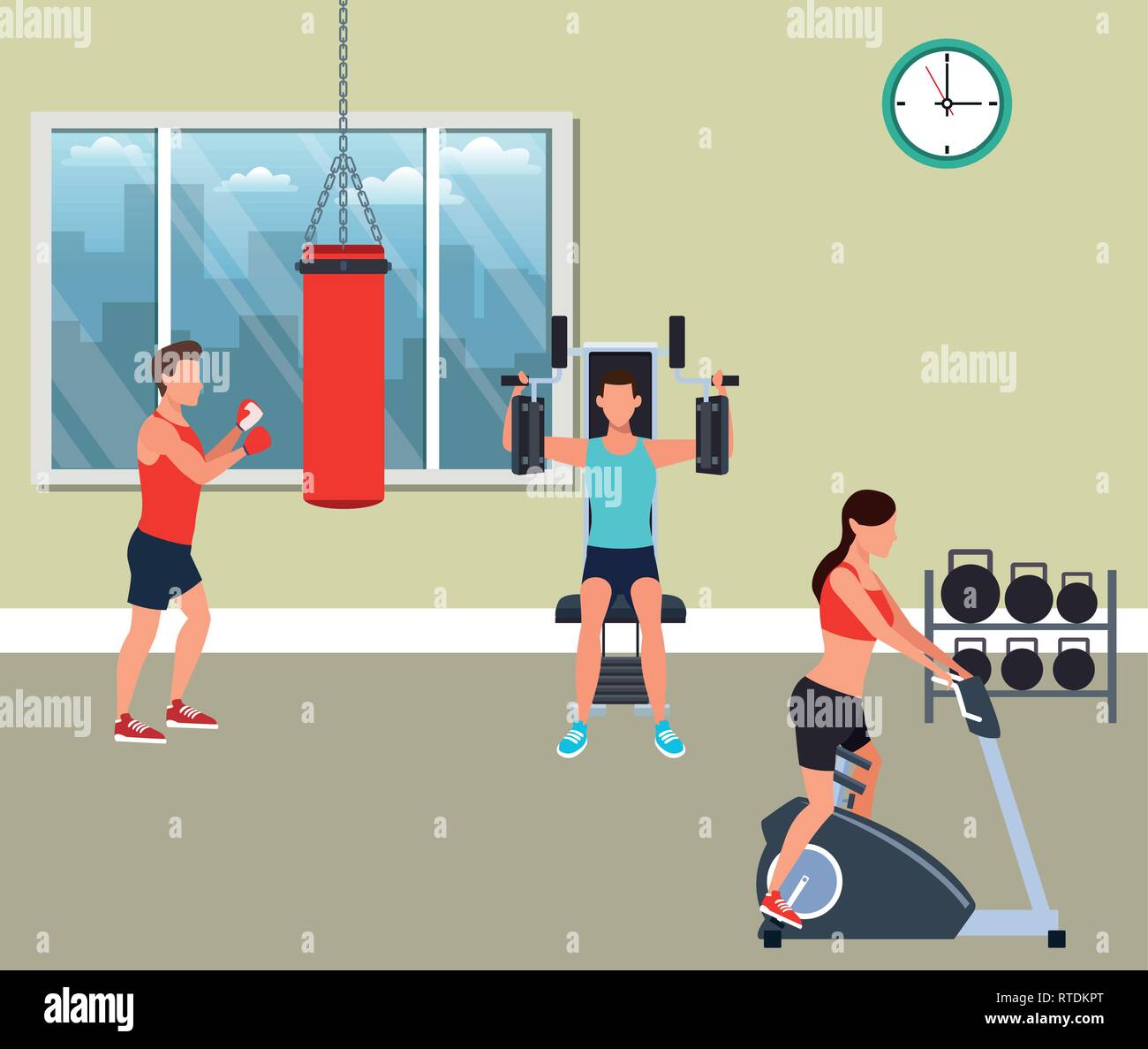 group of people working out in the gym Stock Vector Image & Art - Alamy