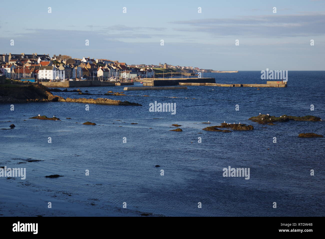 St Monans Fishing Harbour and Village in the Golden Light of a Summer's ...