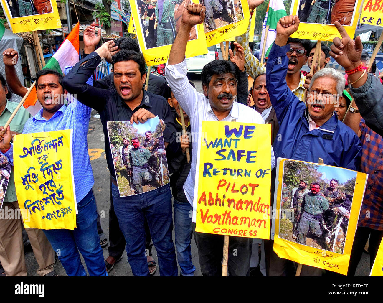 Kolkata, India. 28th Feb, 2019. Activists of Indian National Congress ...