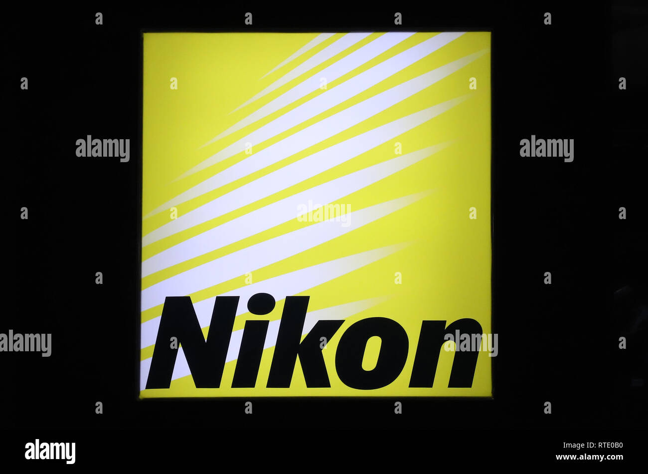 Yokohama, Japan. 28th Feb, 2019. Logo of Japanese camera maker Nikon is ...