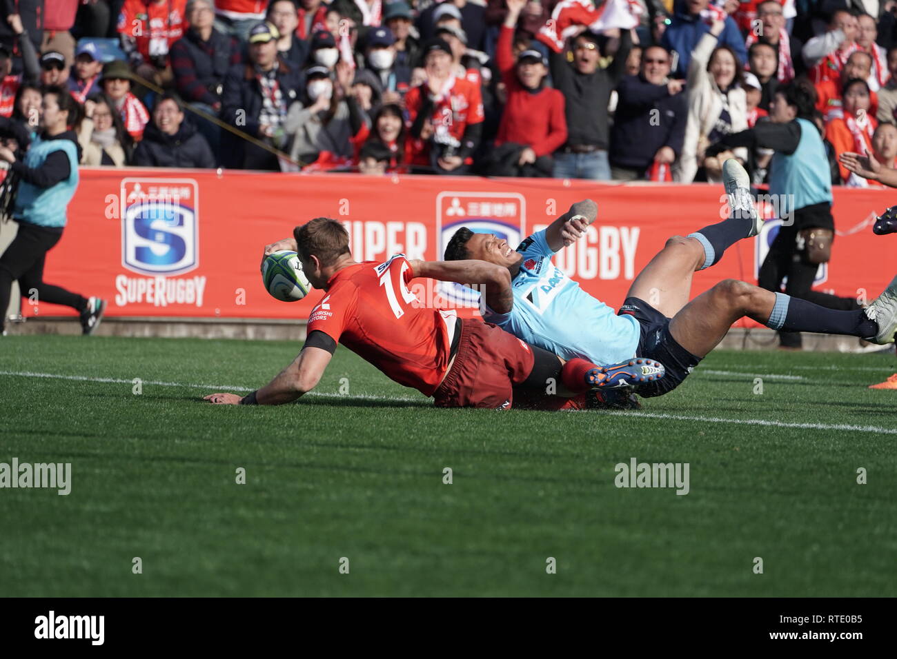 Tokyo, Japan. 23rd Feb, 2019. Sunwolves' Gerhard van den Heever during ...
