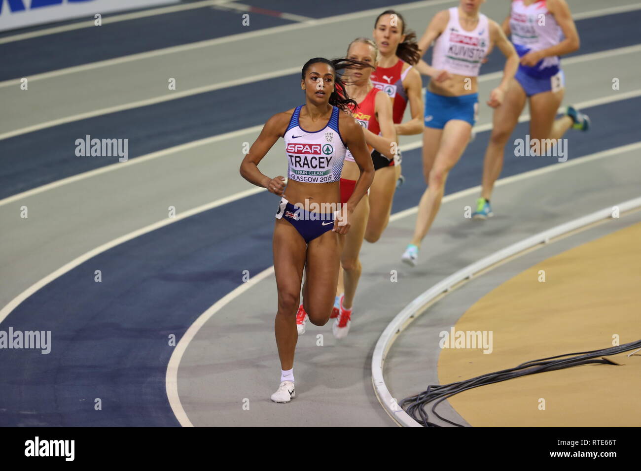 Glasgow, UK. 01st Mar, 2019. Adele Tracey in her heat of the Women's ...