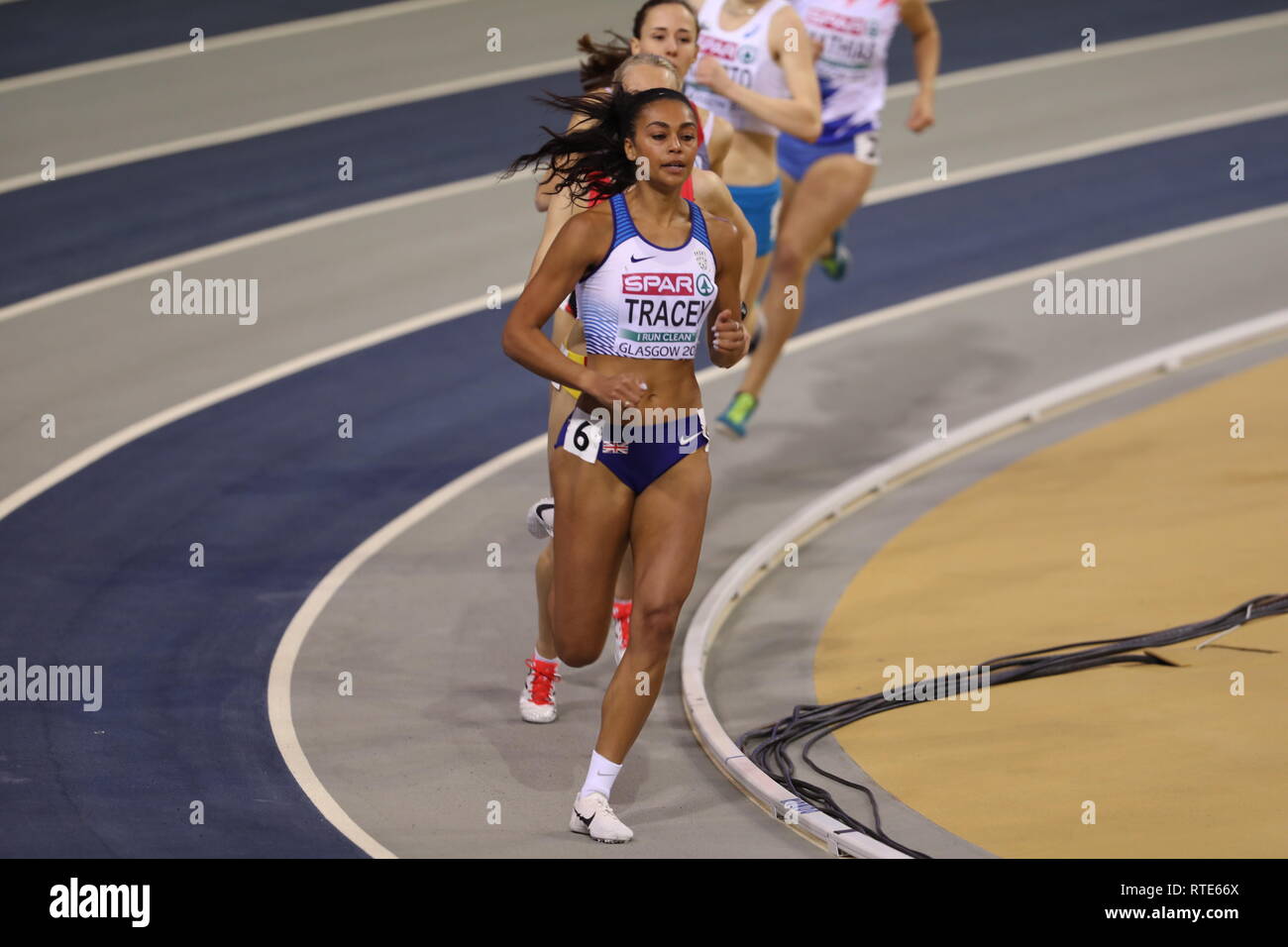 Glasgow, UK. 01st Mar, 2019. Adele Tracey in her heat of the Women's ...
