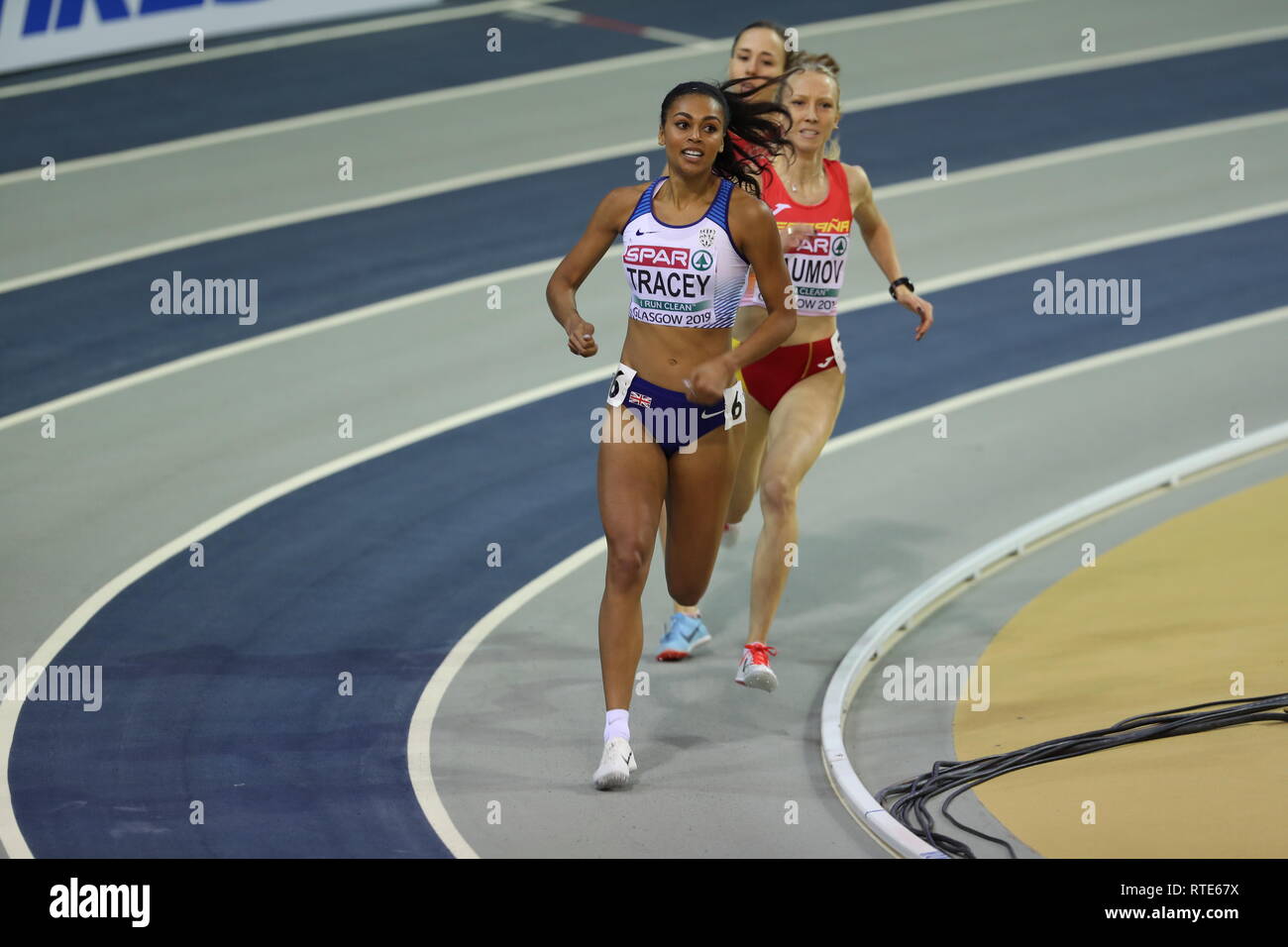 Glasgow, UK. 01st Mar, 2019. Adele Tracey in her heat of the Women's ...