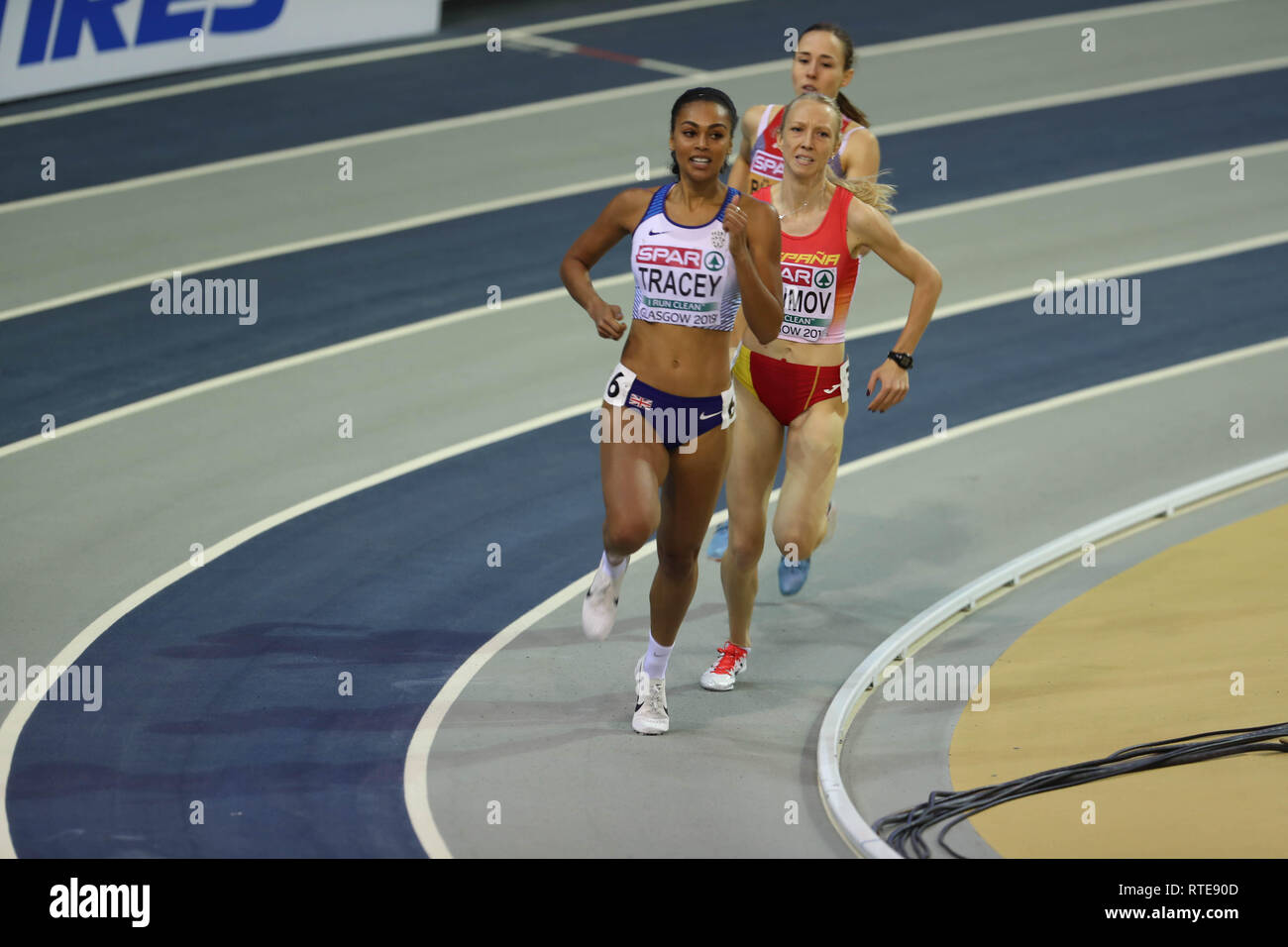 Glasgow, UK. 01st Mar, 2019. Adele Tracey in her heat of the Women's ...