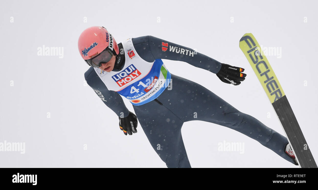 Seefeld, Austria. 01st Mar, 2019. Nordic skiing: world championship, ski jumping - normal hill ...