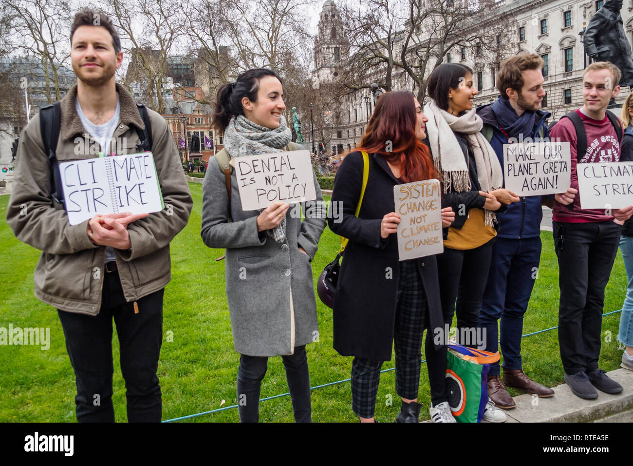 London, UK. 1st march, 2019. Weekly climate protest outside Parliament ...