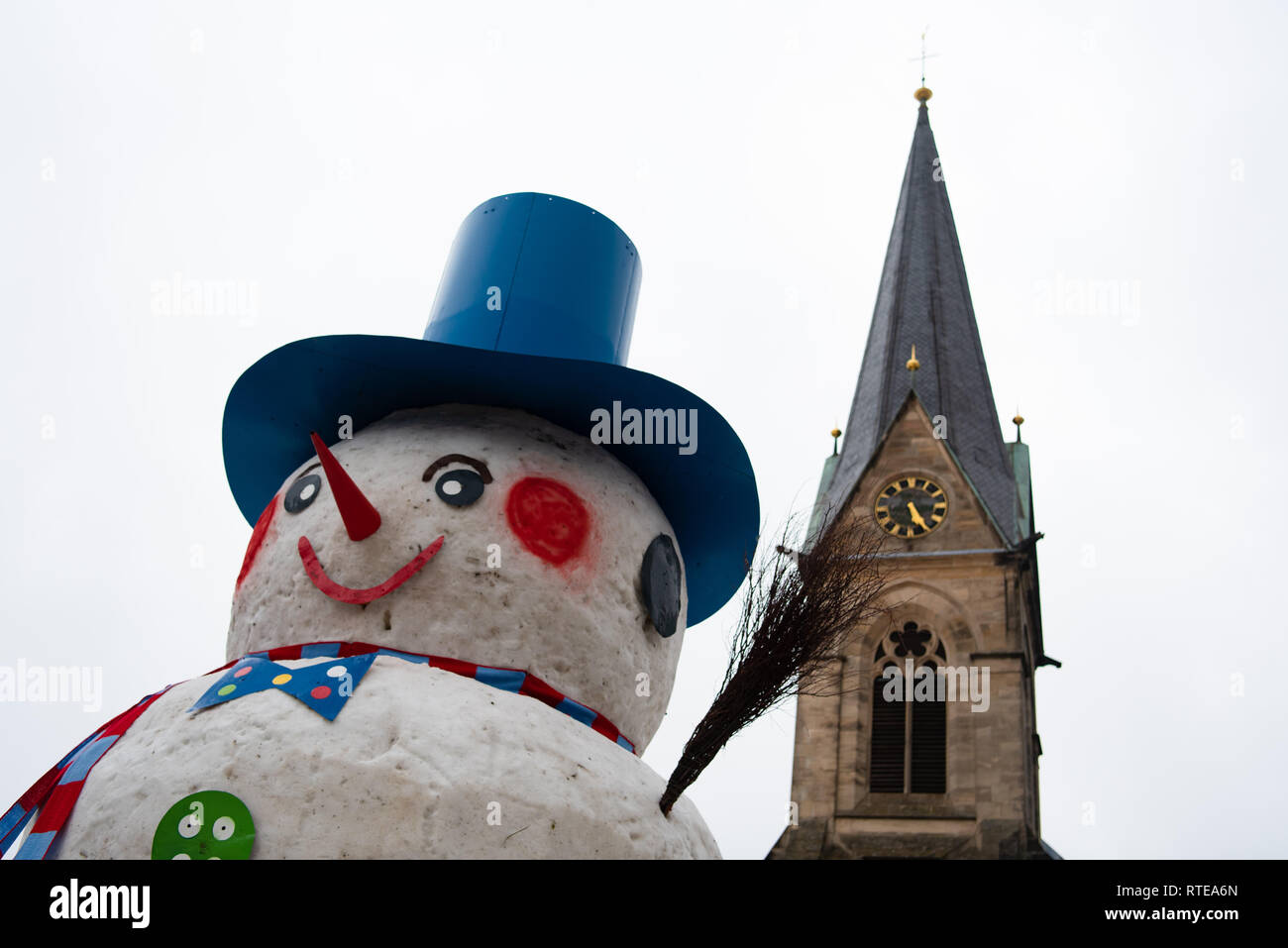 Bischofsgrün, Bavaria, Germany. 01st March, 2019. The giant snowman ...