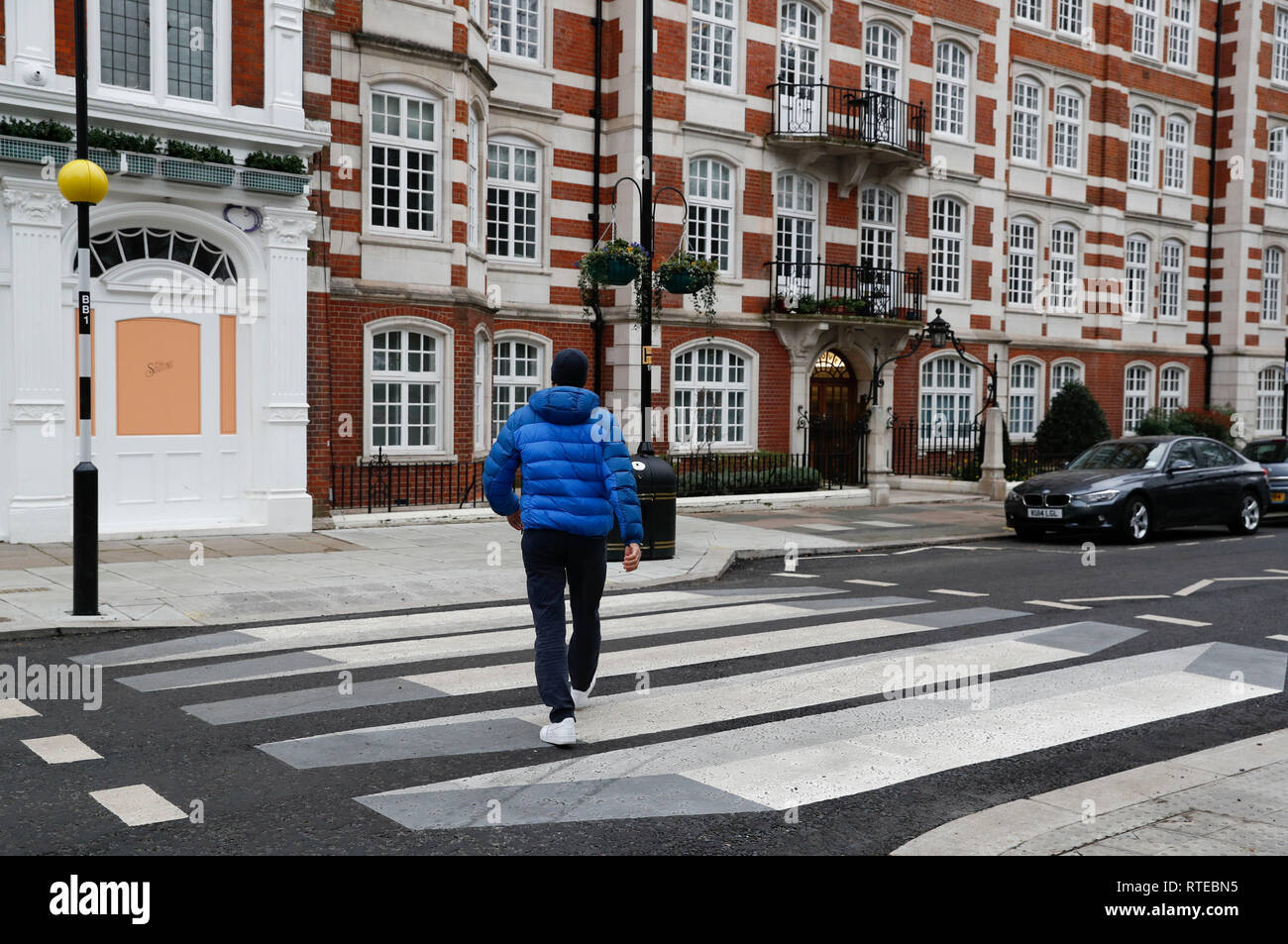London, UK.1st March, 2019. A 3D zebra crossing is seen in St. John's ...
