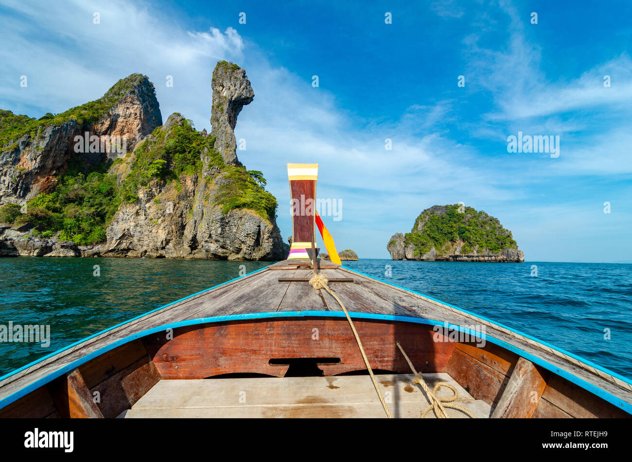 Koh Kai wooden boat Krabi Thailand Stock Photo - Alamy