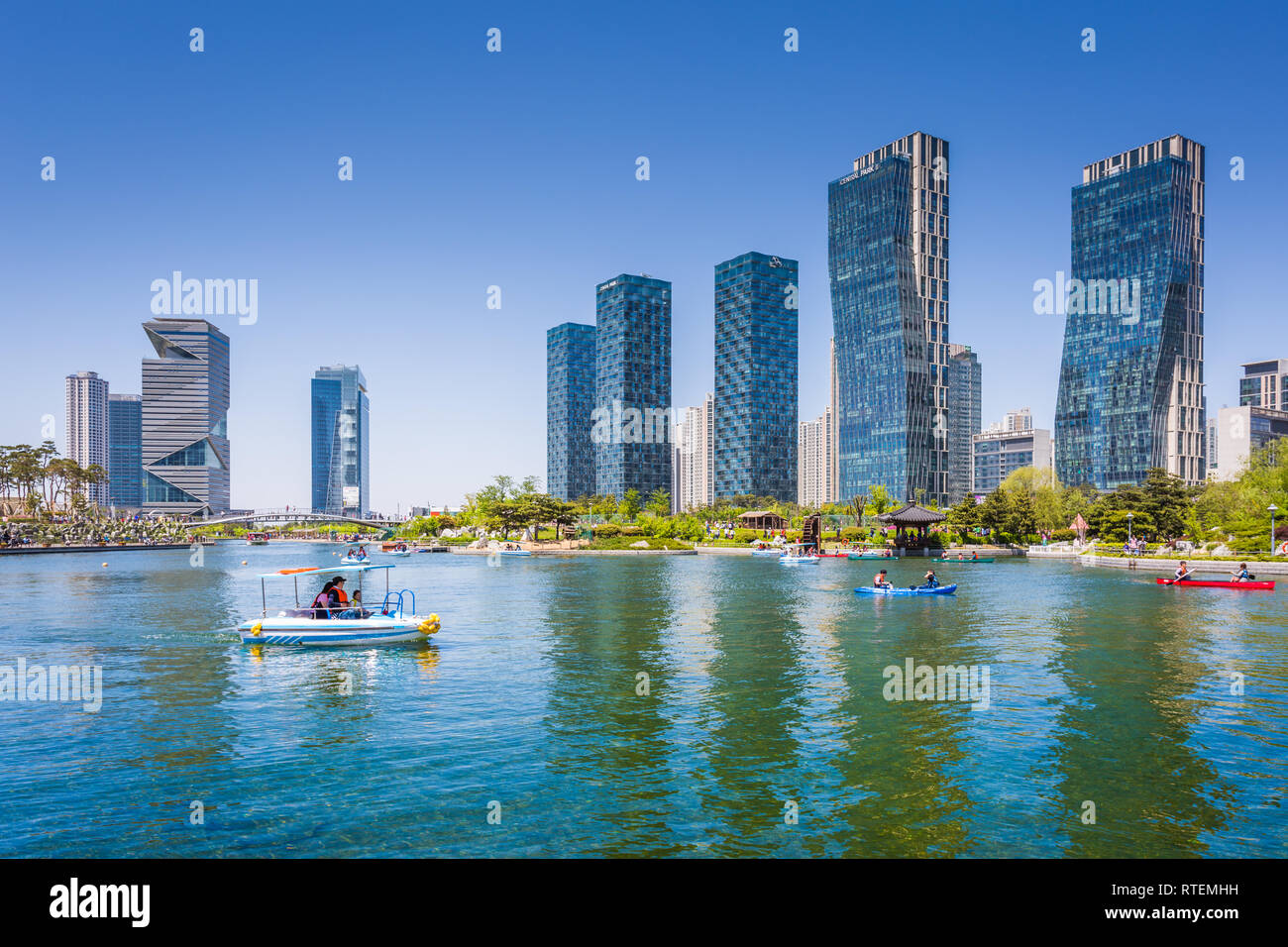 Incheon, South Korea - May 05, 2015: People are boating in the summer ...