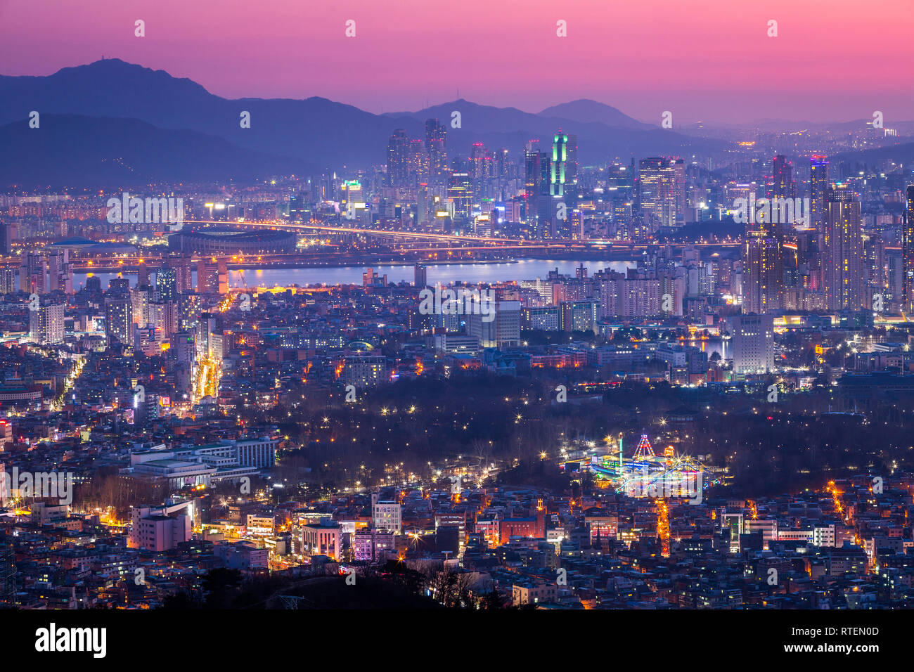 Seoul Cityscape, seoul at night, skyline and skyscraper, South Korea ...