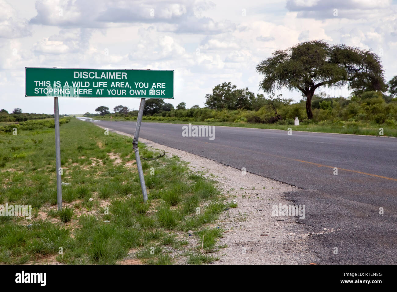 Nata, Botswana, 7 January -2019: Road-sign warning motorist of the ...