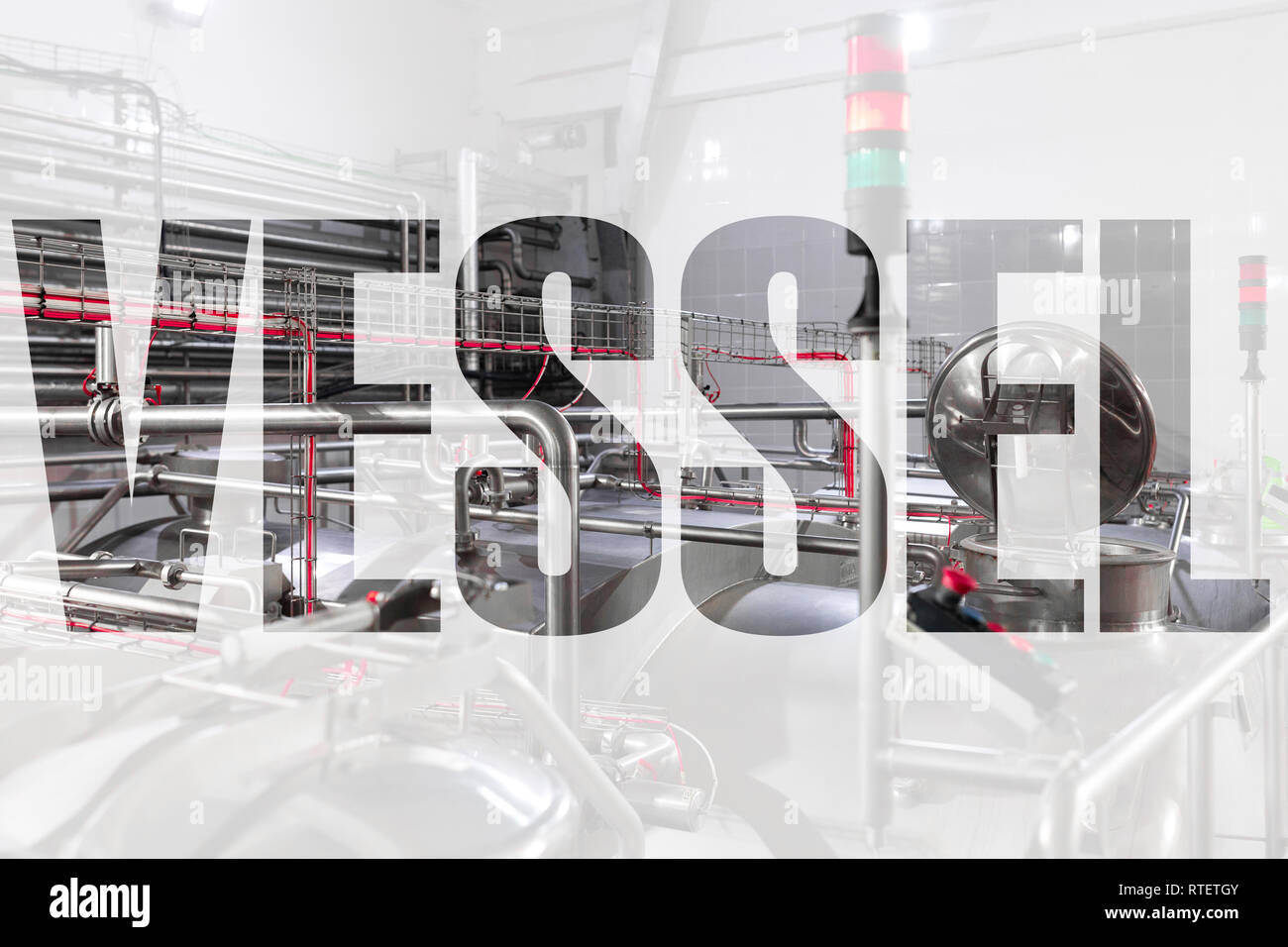 Inscription "vessel" in chrome color isolated on white background Stock ...