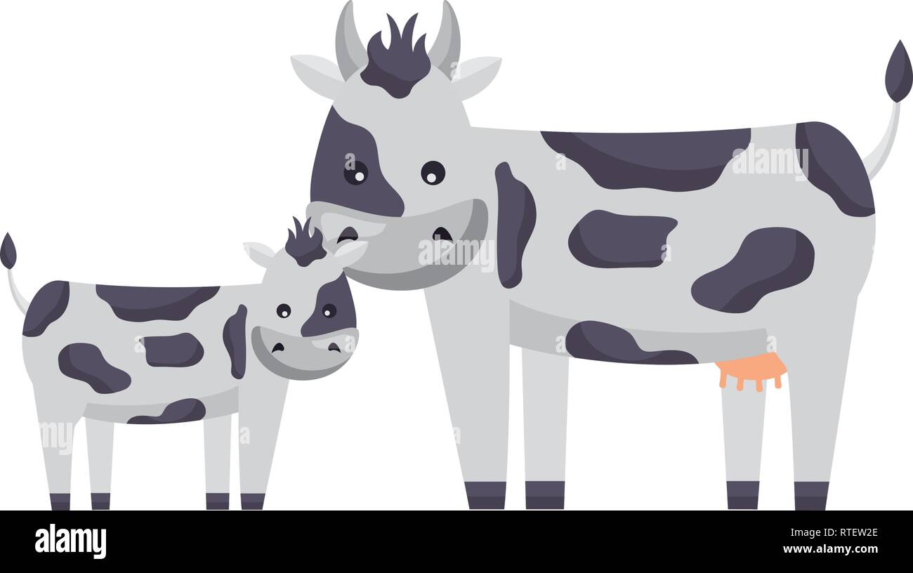 cow and calf Stock Vector Image & Art - Alamy