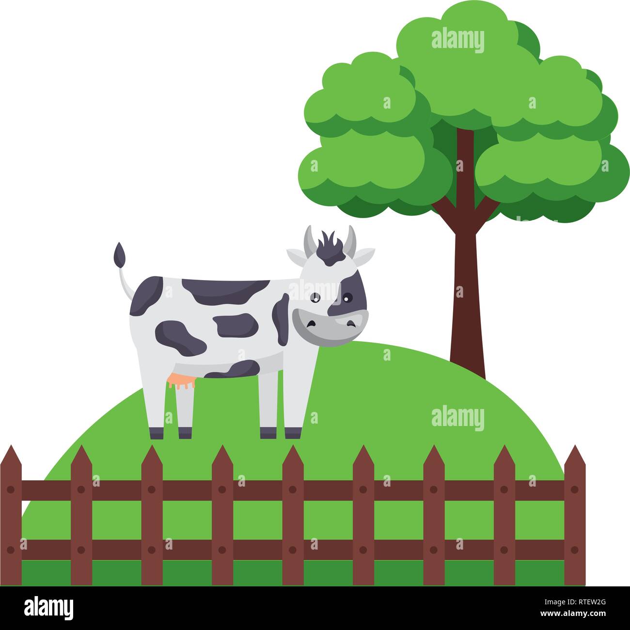 cow fence farm Stock Vector Image & Art - Alamy