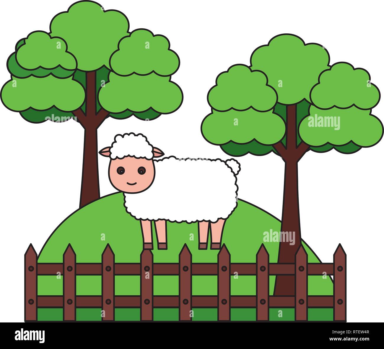 Countryside trees sheep Stock Vector Images - Alamy