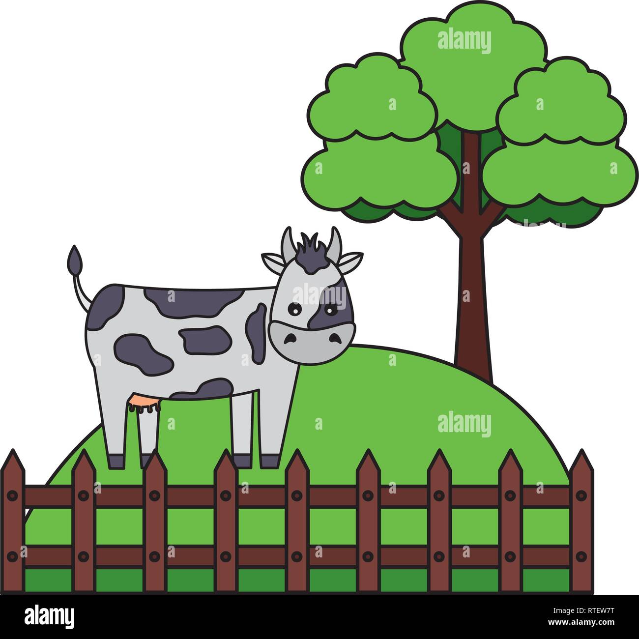 cow fence farm Stock Vector Image & Art - Alamy