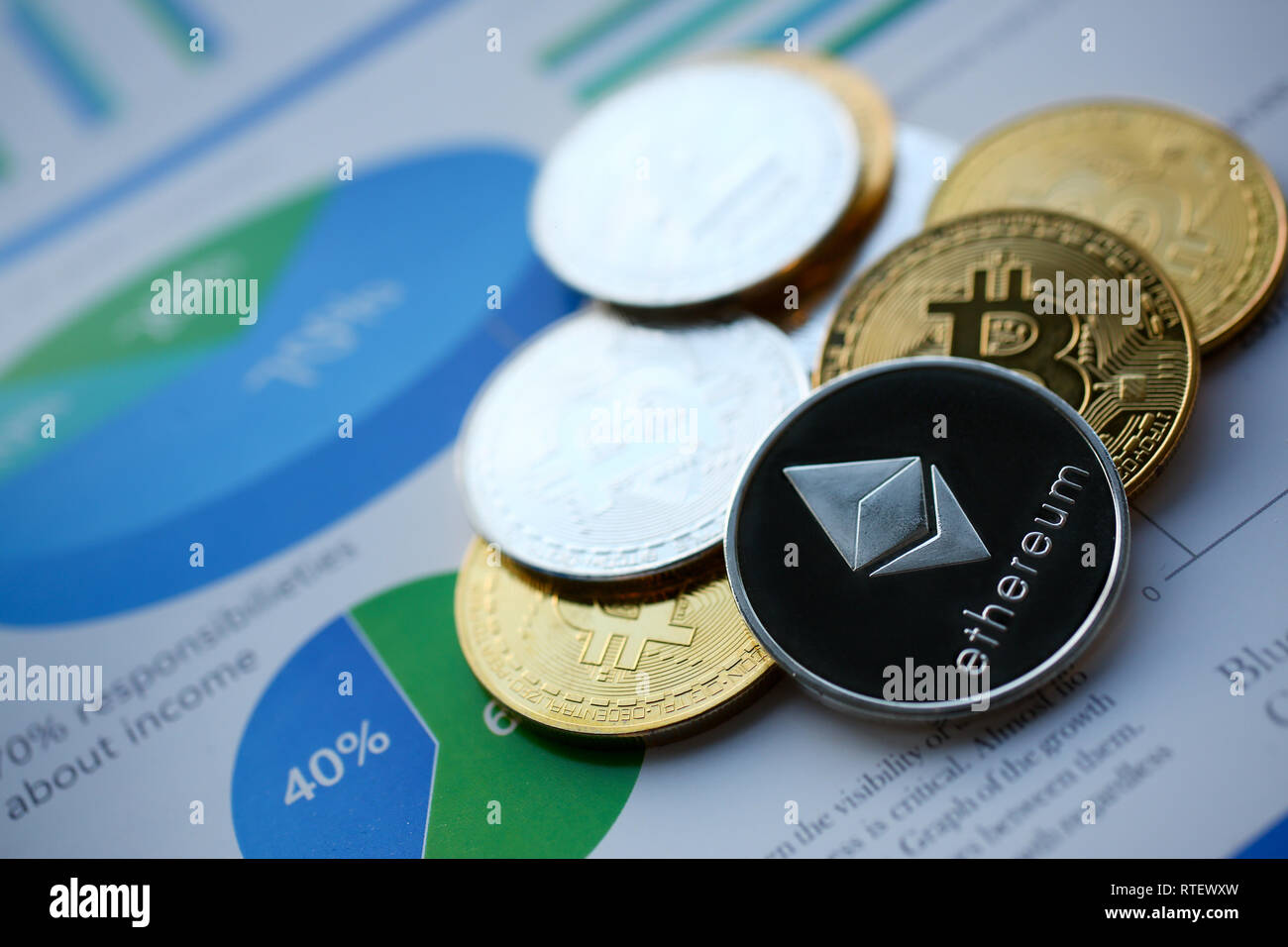 Silver ethereum jn chart paper closeup Stock Photo - Alamy