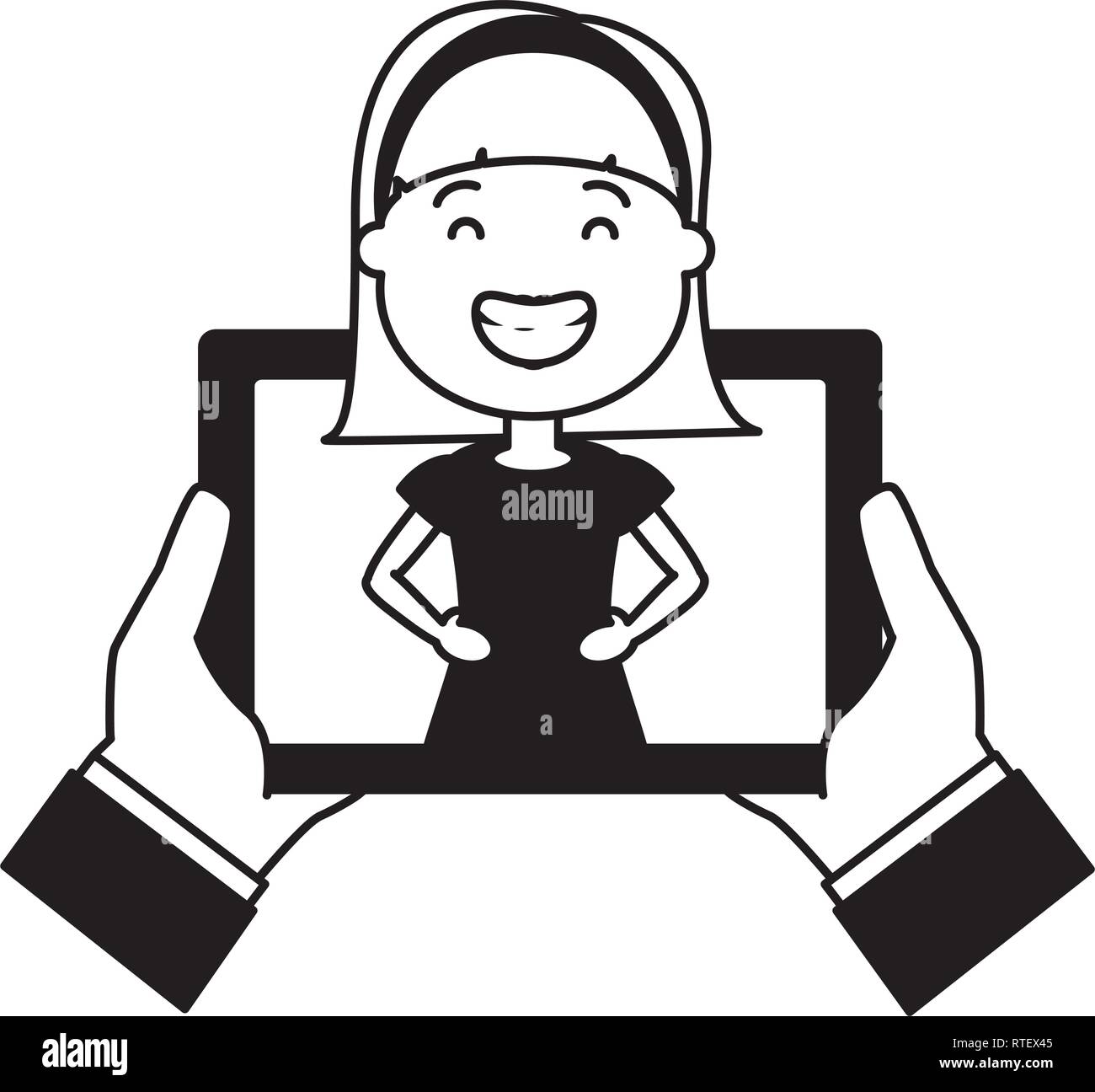 Girl using ipad Stock Vector Images - Alamy