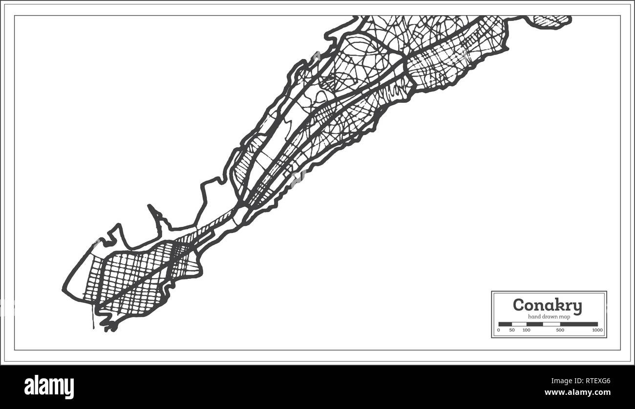 Conakry Guinea City Map in Retro Style. Outline Map. Vector ...