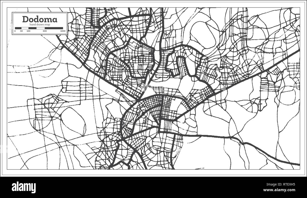 Dodoma Tanzania City Map In Retro Style Outline Map Vector