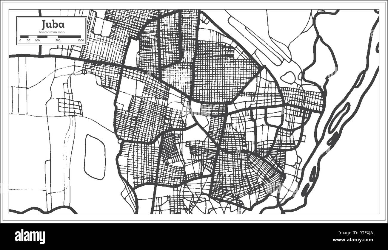 Juba South Sudan City Map in Retro Style. Outline Map. Vector ...