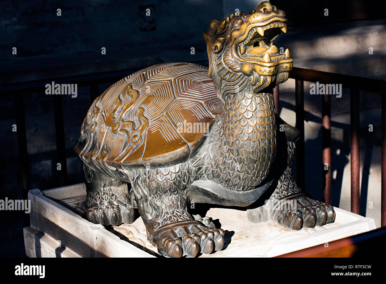 A copper tortoise statue in the Chinese temple in Beijing Stock Photo ...