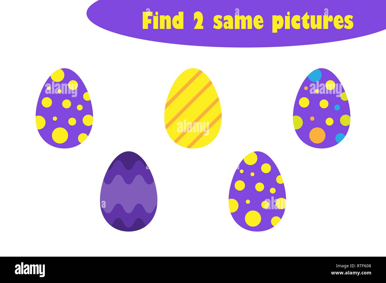 Find two identical pictures, easter fun education game with decoration ...