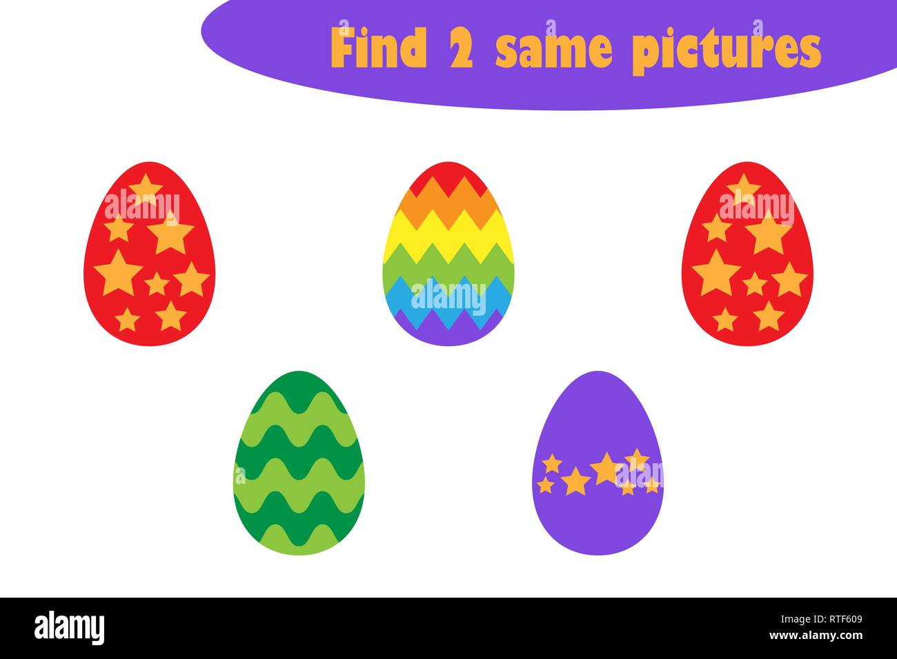 Find two identical pictures, easter fun education game with eggs for ...