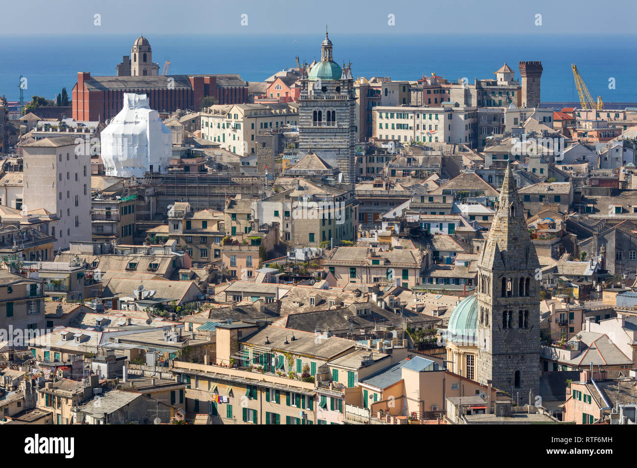 Cityscape from Spaniata Castelletto, Genoa, Liguria, Italy Stock Photo ...
