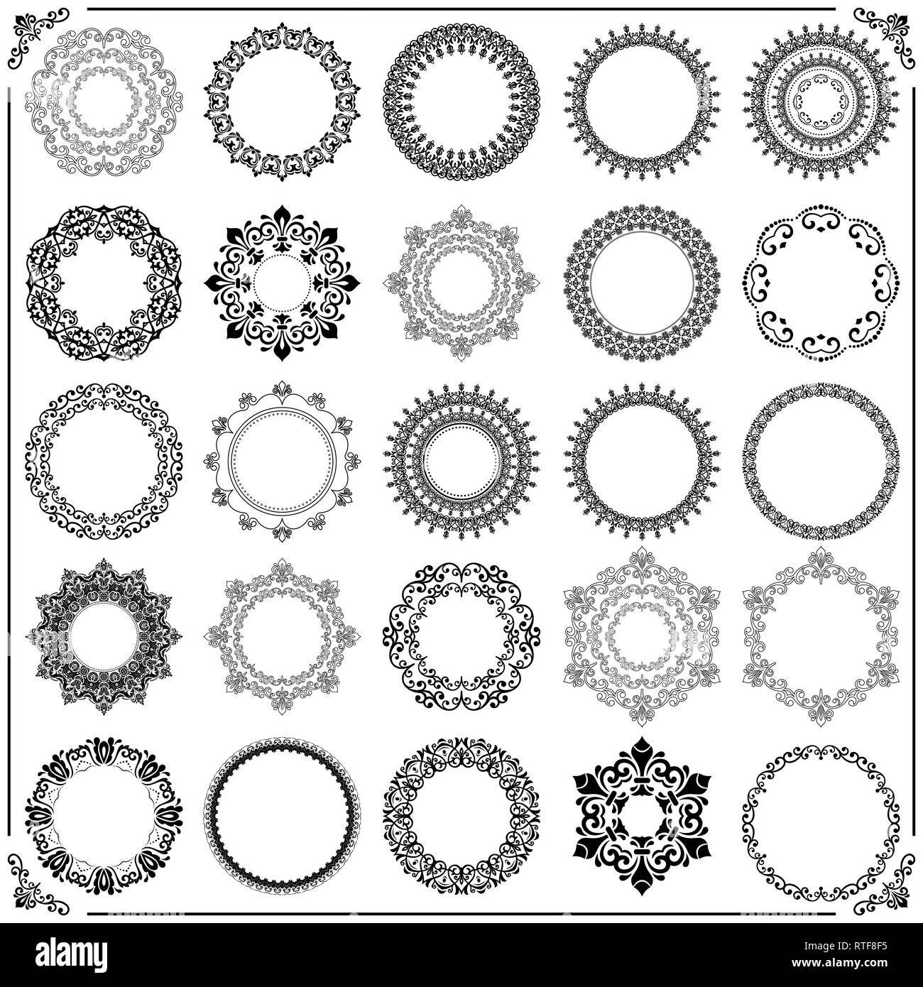 Vintage Set of Vector Round Elements Stock Vector Image & Art - Alamy