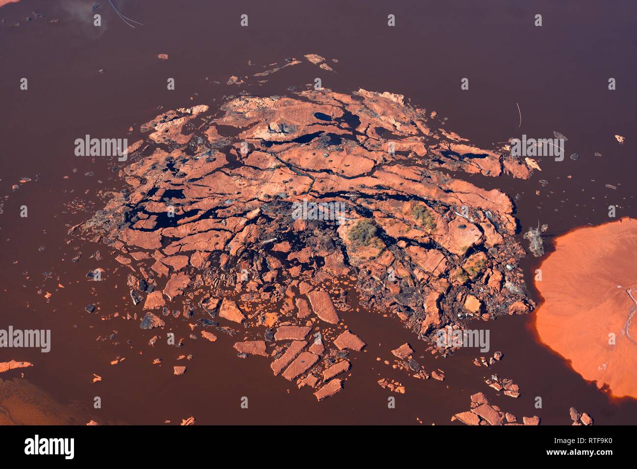 Aerial view, red sludge landfill, Stade, Lower Saxony, Germany Stock ...