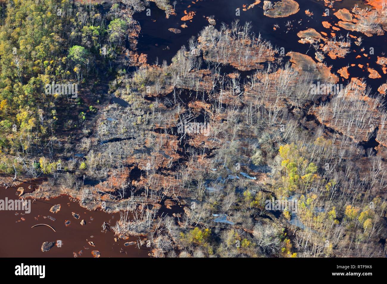 Aerial view, red sludge landfill, Stade, Lower Saxony, Germany Stock ...