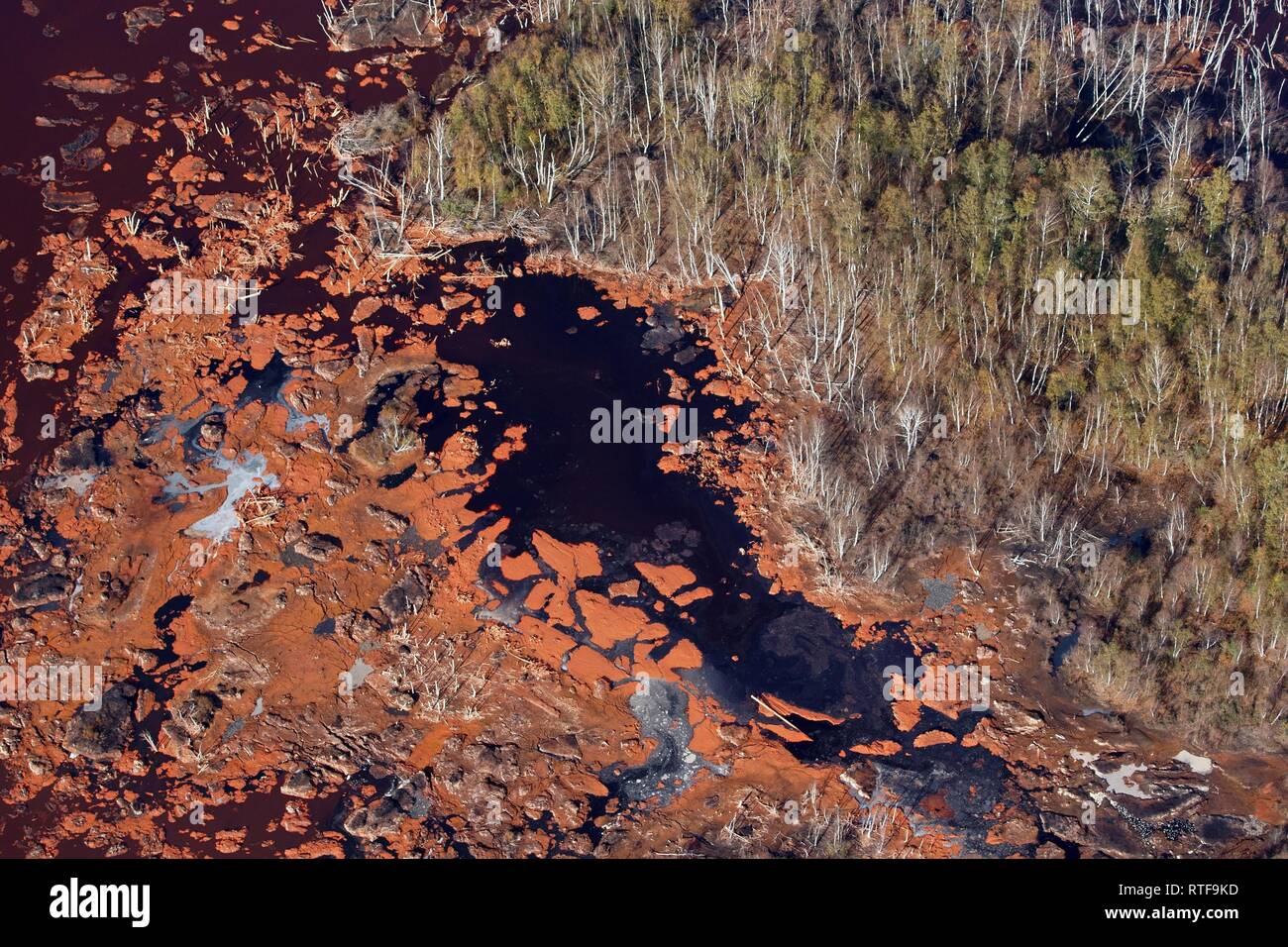 Aerial view, red sludge landfill, Stade, Lower Saxony, Germany Stock ...