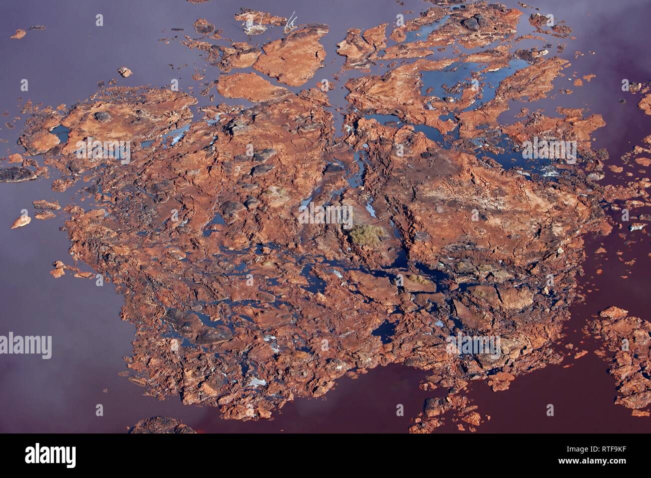 Aerial view, red sludge landfill, Stade, Lower Saxony, Germany Stock ...